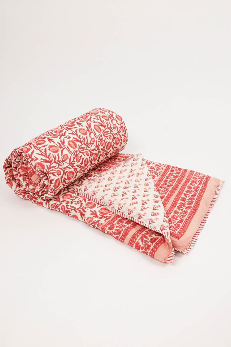 Anaar Jaal Hand Block Printed Quilt – Cottons Jaipur